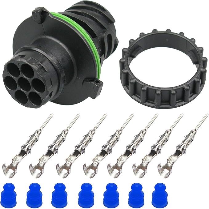 Rundstecker Set Stift 7 polig AMP DIN 72585 Rundsteckverbinder m. Ring ...