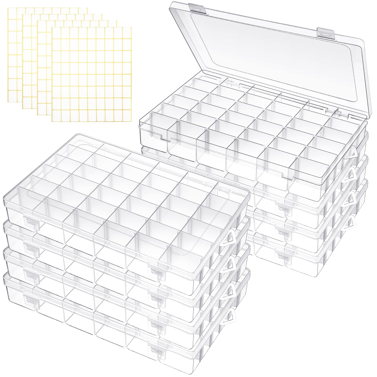 Leelosp 8 Pack 36 Grids Clear Plastic Organizer Storage Box with ...