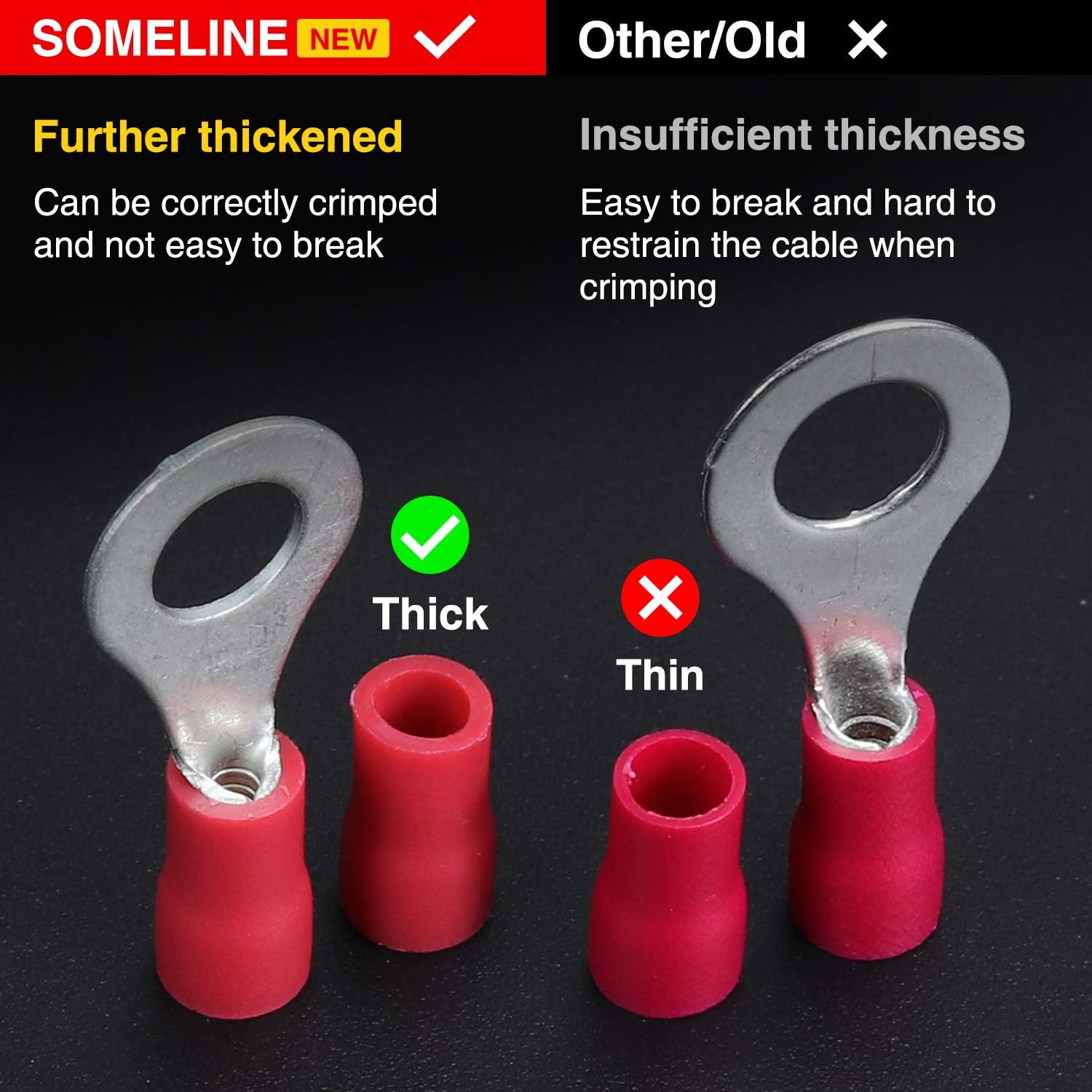 Ring Wire Connectors Ring Cable Lugs Crimp Insulated Terminal Connector ...