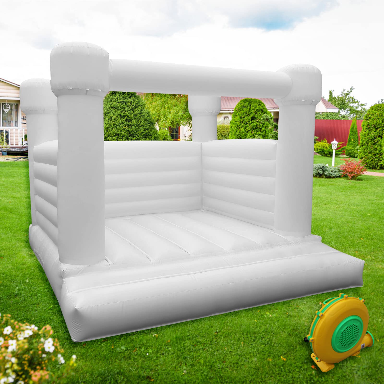 IUCUI Inflatable White Bounce Castle 13x13x12FT with Air Blower All ...