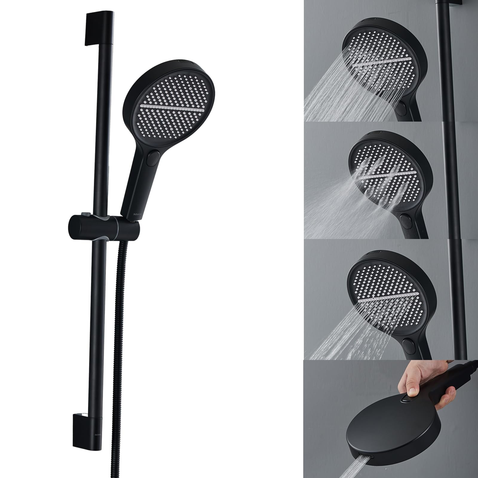 KINSE Shower Slide Bar Handheld Shower Head With Hose,6"Adjustable ...