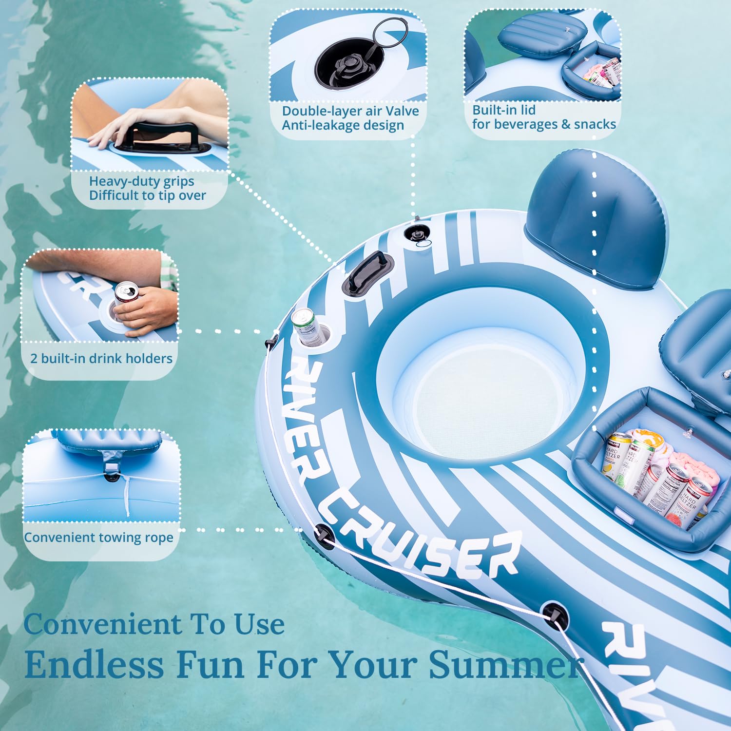 Mua Sunrio 2025 Upgrade River Tube Floats for Adults Heavy Duty Pool ...