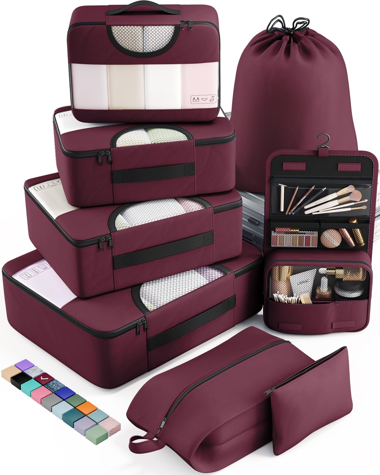 Veken 8 Set Packing Cubes for Travel Essentials, Suitcase Organizer ...