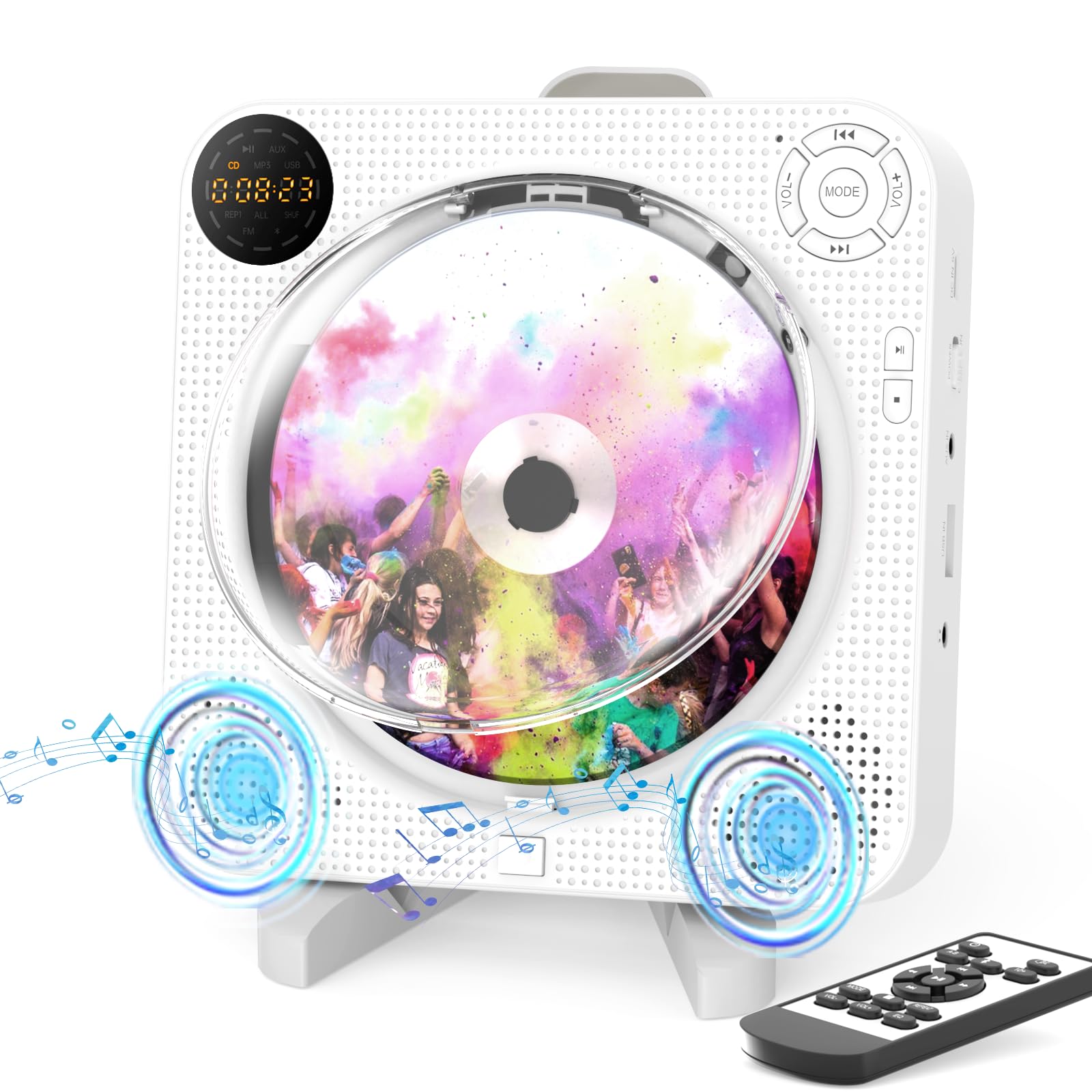 CD Player Portable, Bluetooth CD Player with Speakers DESOBRY Small CD ...