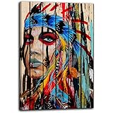 Amazon.com: Urttiiyy Indian Girl Chief Native American Canvas Wall Art ...