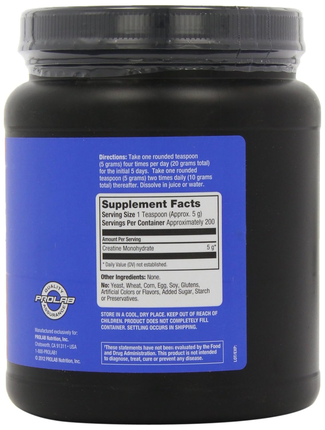 Prolab Creatine Monohydrate Powder,(1000g)2.2 lbs - 300-Grams ...