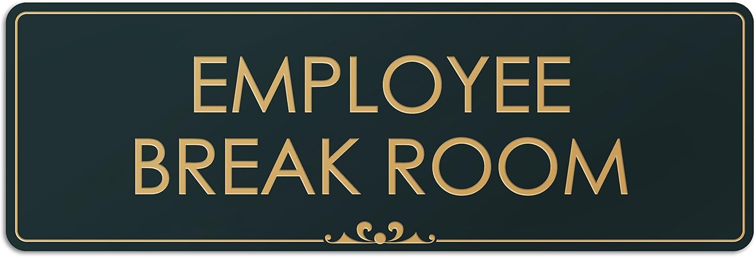 Amazon.com : Employee Break Room - Laser Engraved Sign - 3"x9" - .050 ...