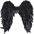Amazon.com: SEWACC Black Angel Wing Halloween Angel Devil Wing Costume Party Cosplay Costumes ...