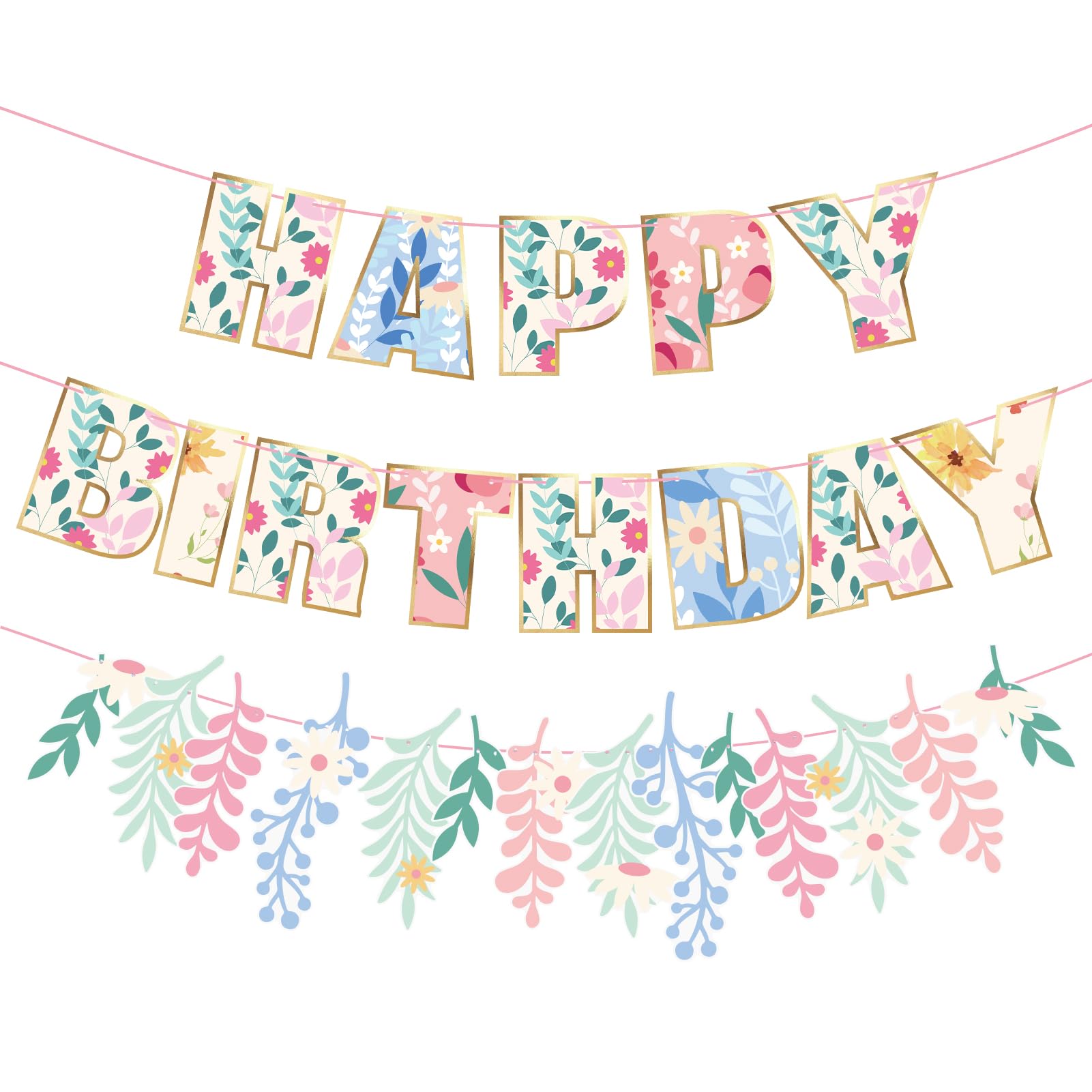 Wildflower Happy Birthday Banner Wildflower Birthday Decorations No DIY ...