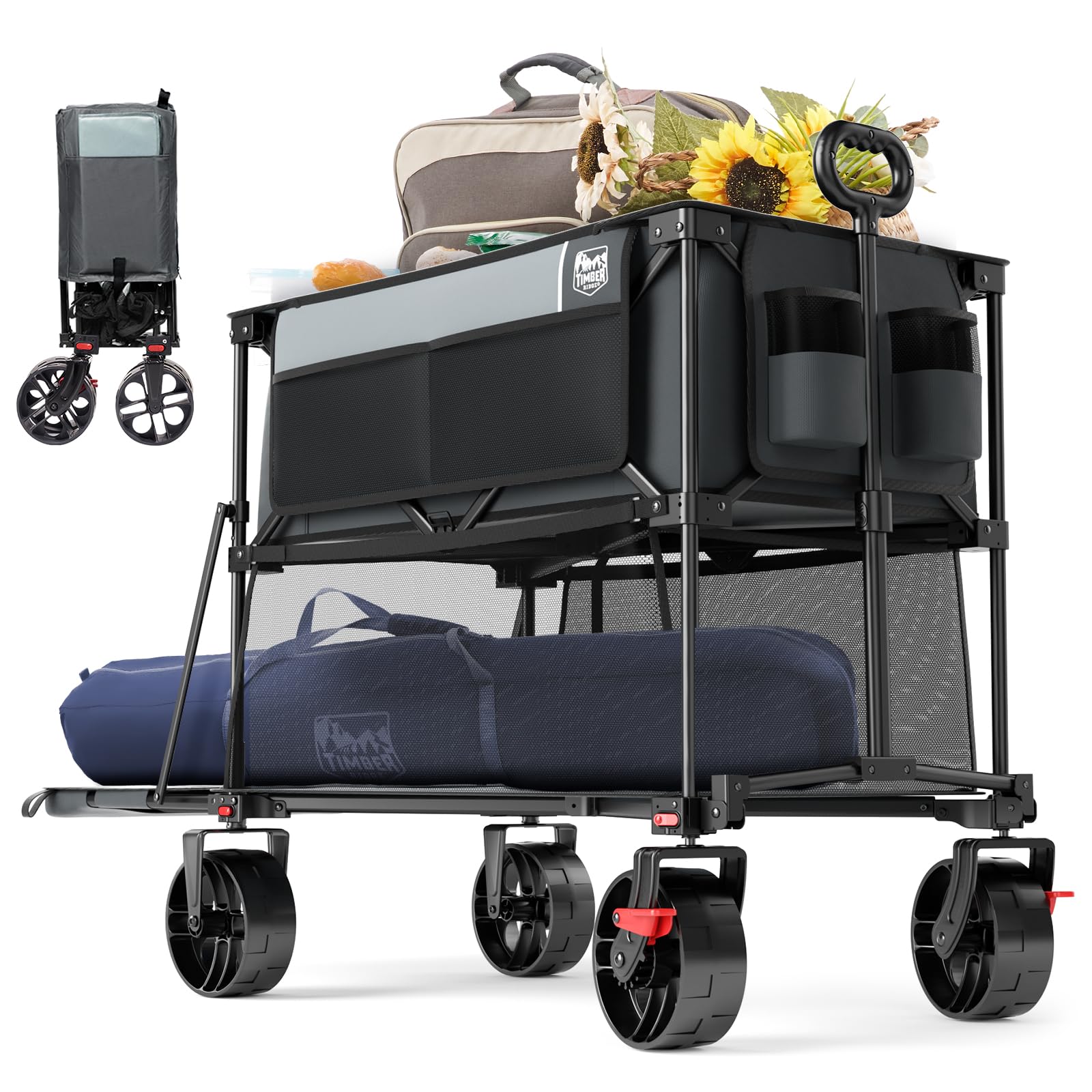 TIMBER RIDGE 400L Large Capacity Folding Double Decker Wagon with ...