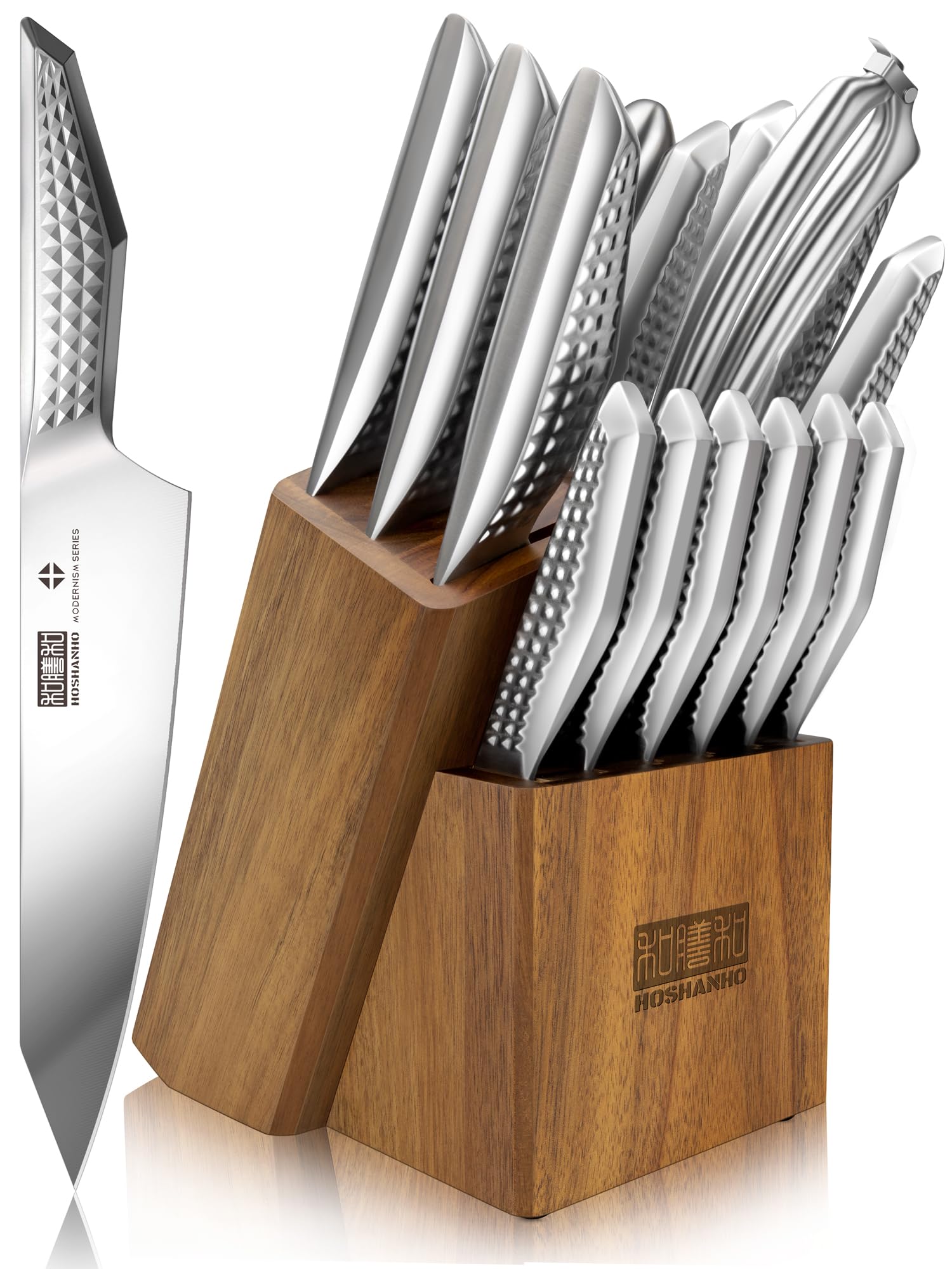 HOSHANHO Kitchen Knife Set with Block, 16-Piece Sharp Japanese ...