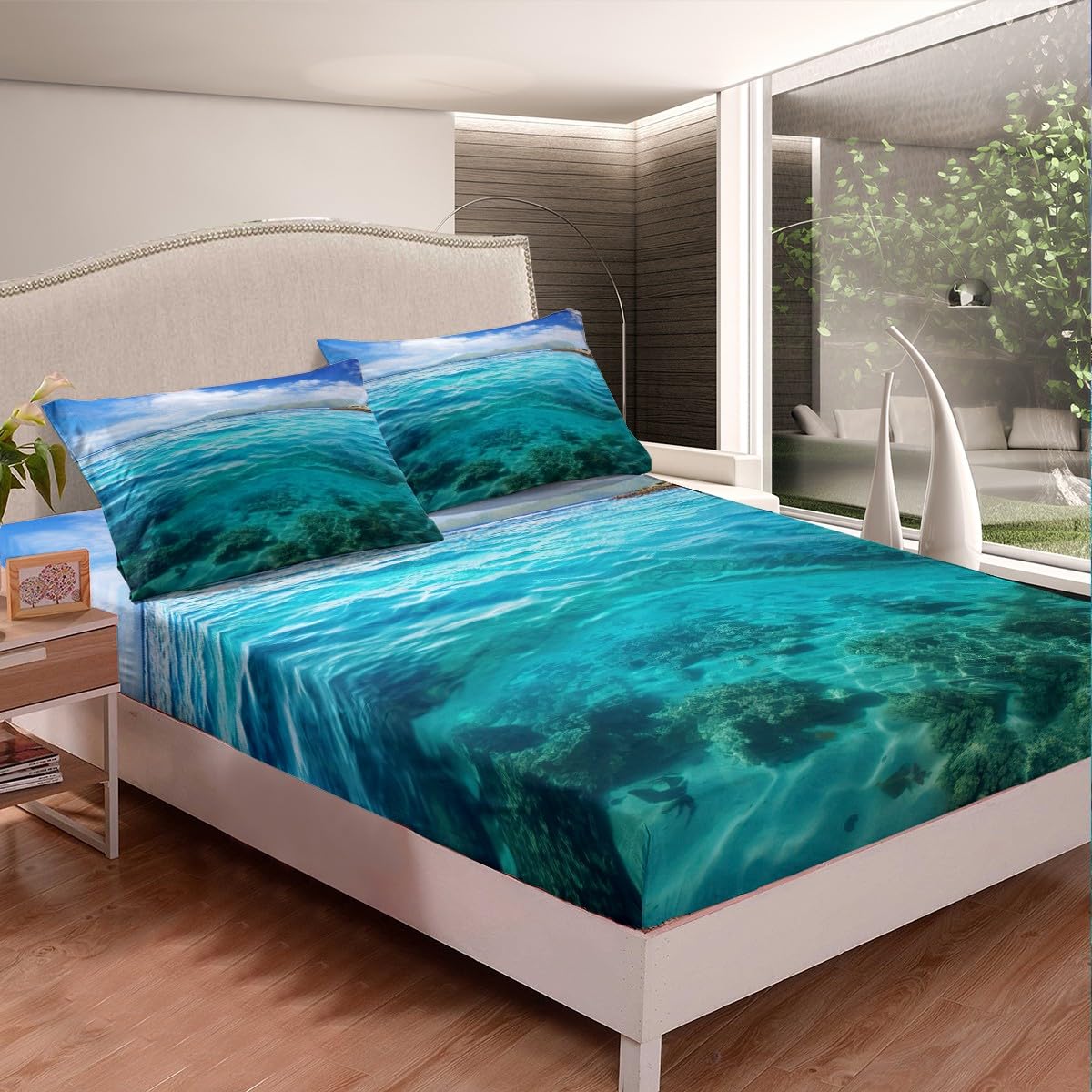 Ocean Themed Bed Sheet Set Sea Printed Bedding Set for Kids Boys Girls ...