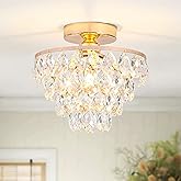 YYJLX Crystal Chandelier 1-Light Flush Mount Ceiling Light Fixture Modern Mini Chandelier Small ...