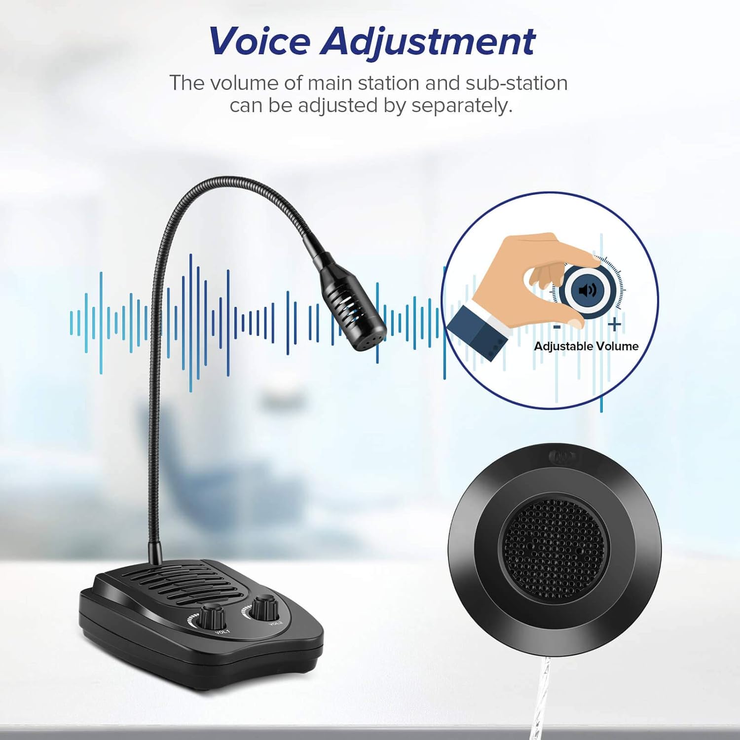 Intercom System, Dual Way Counter Intercom Wireless Window Speaker ...