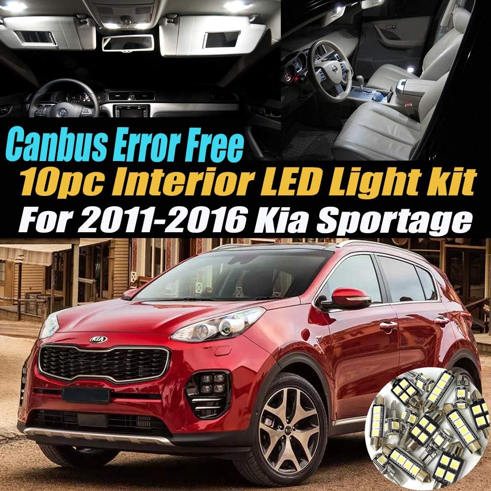 Amazon.com: 10Pc Canbus Error Free Super White 6000K Car Interior LED ...