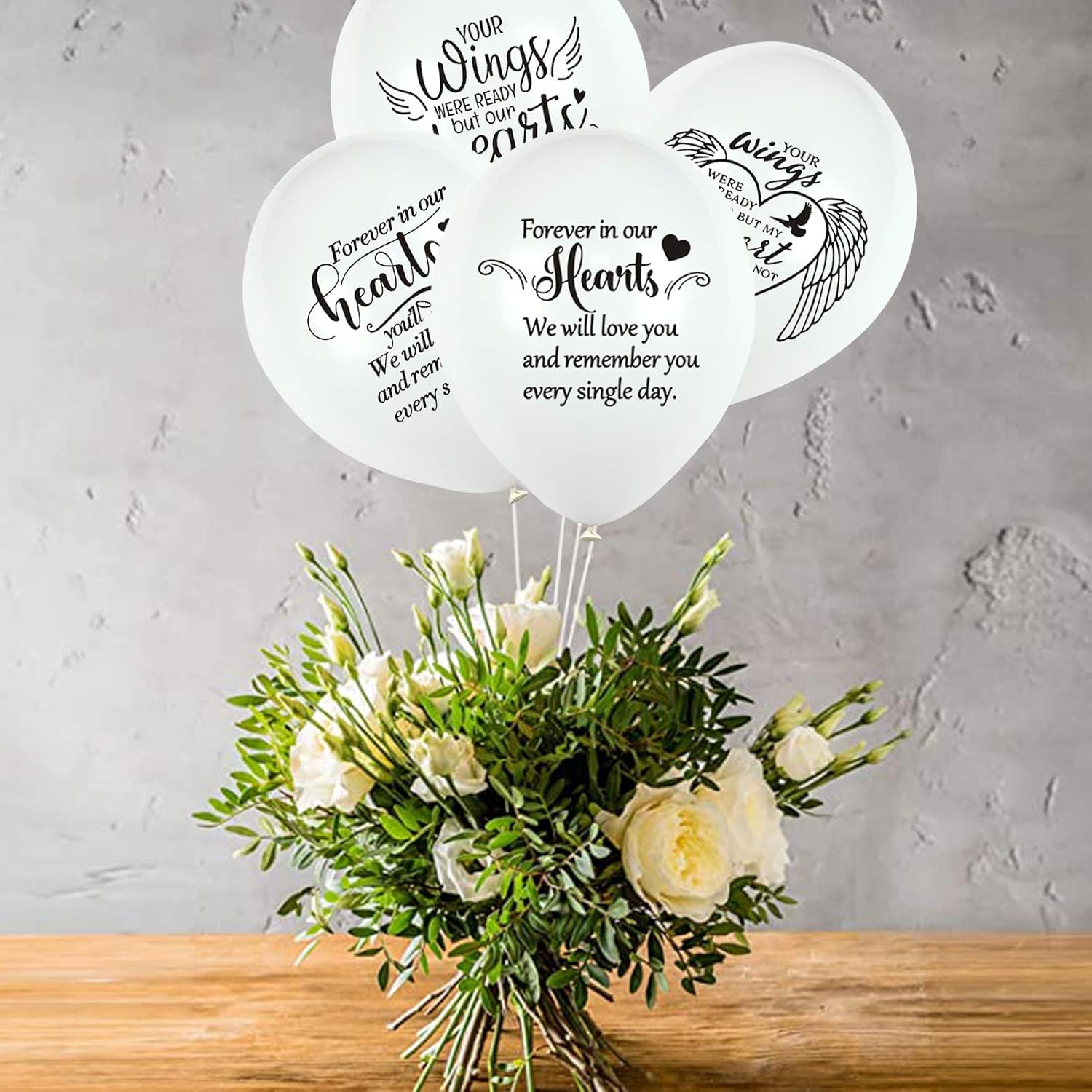 Popuppe 60 Pieces White Funeral Balloons, Biodegradable Memorial ...