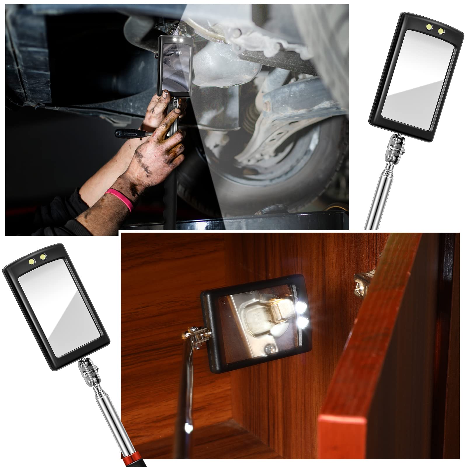 Mua 3 Pieces Telescoping Inspection Mirror Round Mirror Square Mirror ...