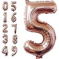 Amazon.com: 40 Inch Rose Gold Jumbo 5 Number Balloons Huge Giant Balloons Foil Mylar Number ...