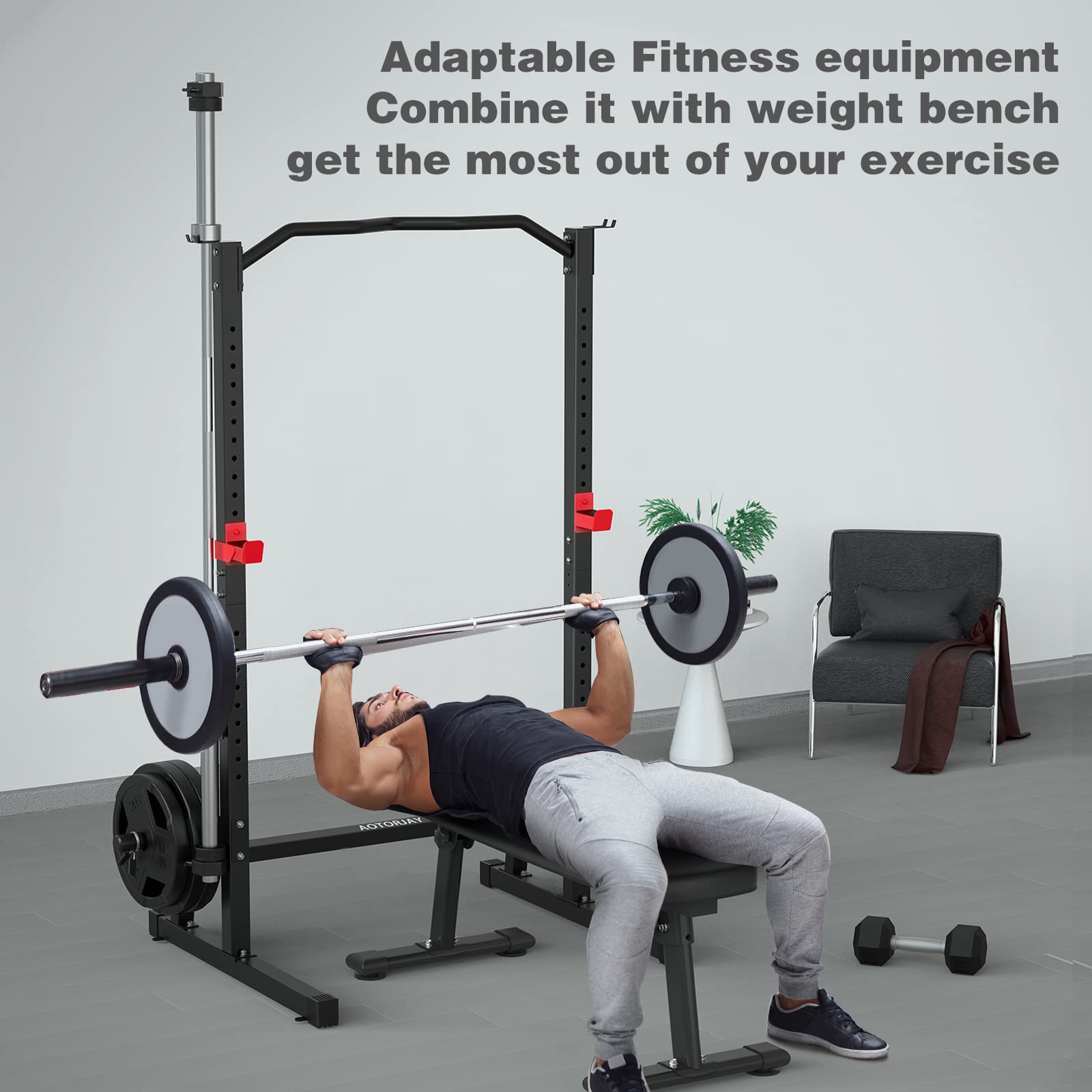 Mua Power Cage Height Adjustable Squat Rack Home Gym Power Tower Multi ...