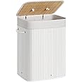 Amazon.com: SONGMICS Foldable Laundry Hamper with Lid, 19 Gal. Bamboo ...