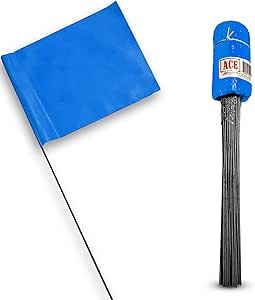 Amazon.com : Blue Marking Flags 100 Pack - ACE Supply - 4x5-Inch Blue ...