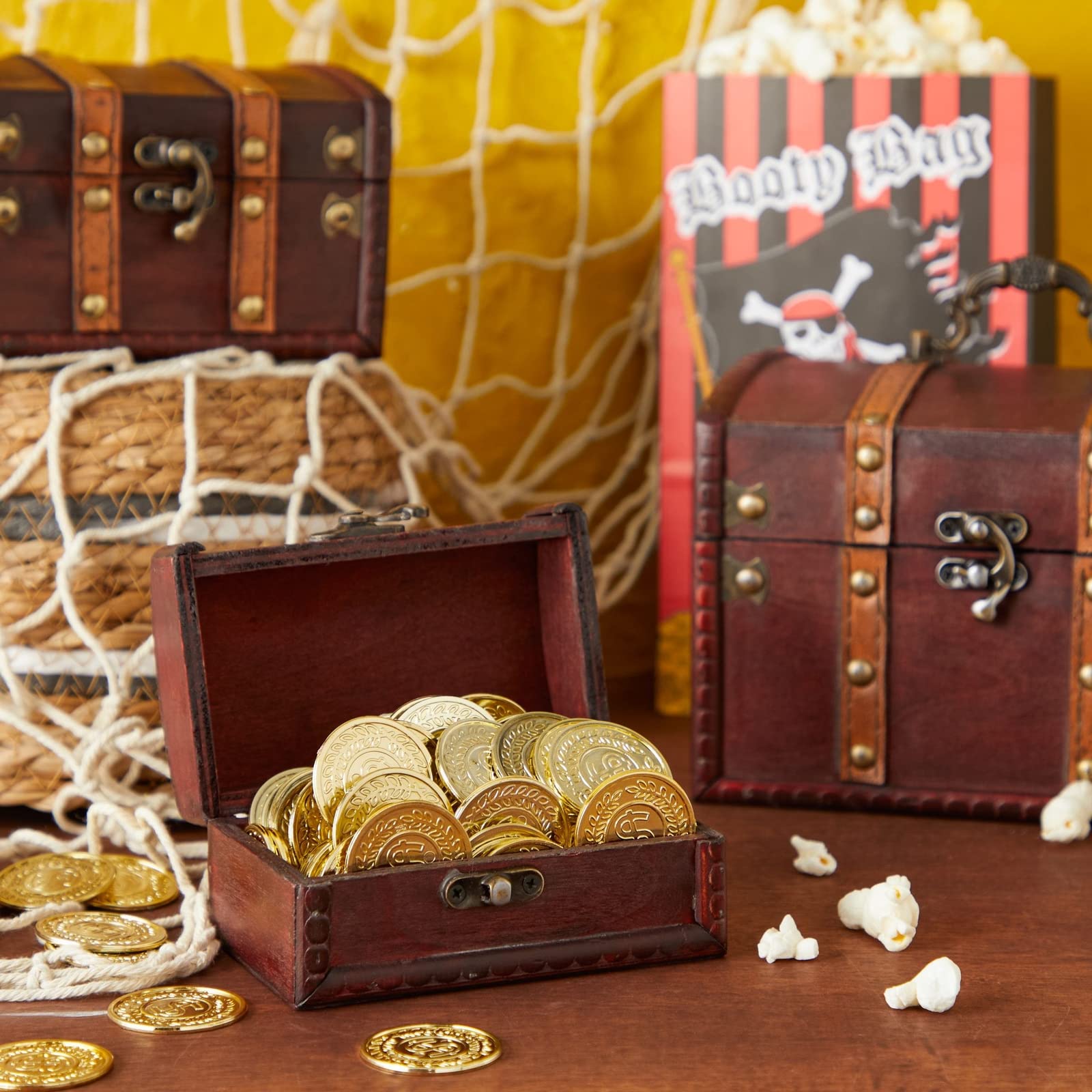 Mua Juvale Set of 3 Wooden Pirate Treasure Chest Boxes, Decorative ...