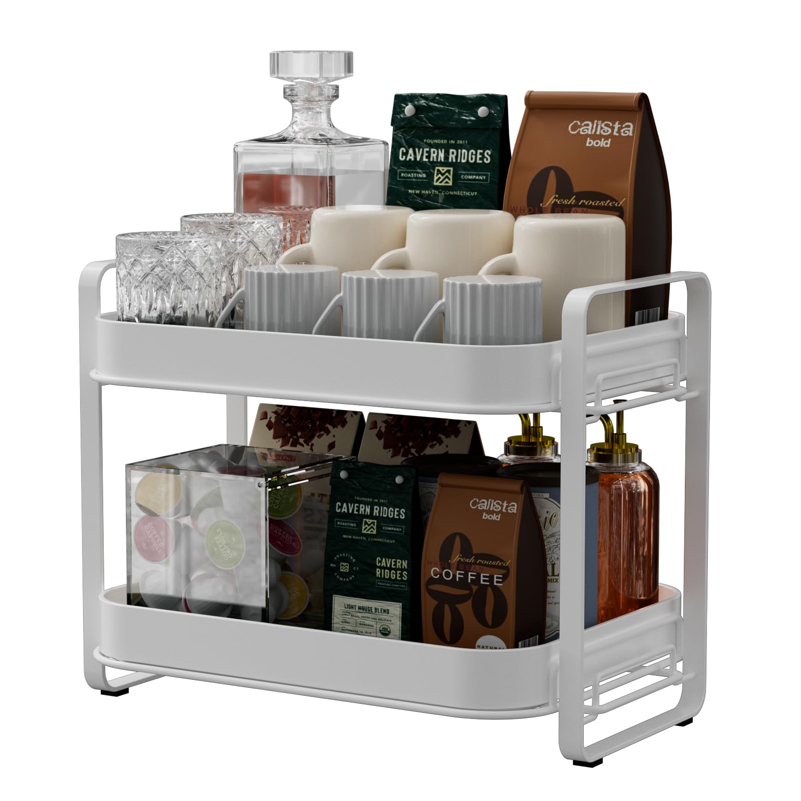 PXPUIQ 2-Tier Cup Drying Rack & Coffee Bar Accessories with Drying Tray ...