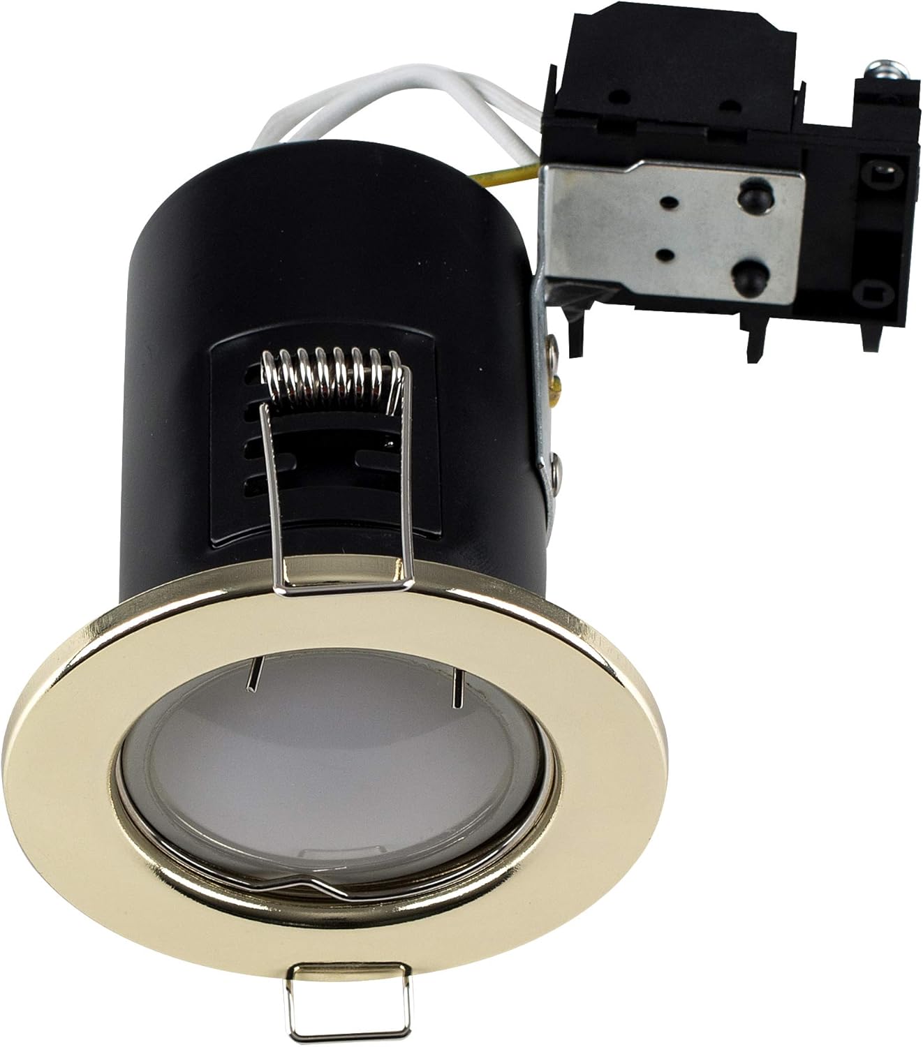 MiniSun Fire Rated Polished Gold Effect GU10 Recessed Ceiling Downlight ...