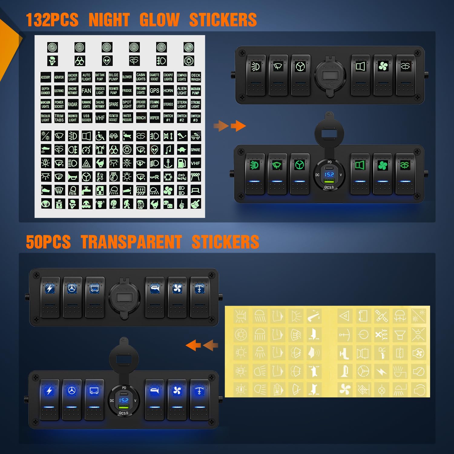 Mua Nilight 6 Gang Rocker Switch Box 12V SPST ON Off Switch PD Type C ...