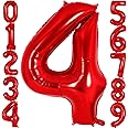 Amazon.com: Red Number 4 Balloon 40 Inch, Big Large Foil Helium Number ...