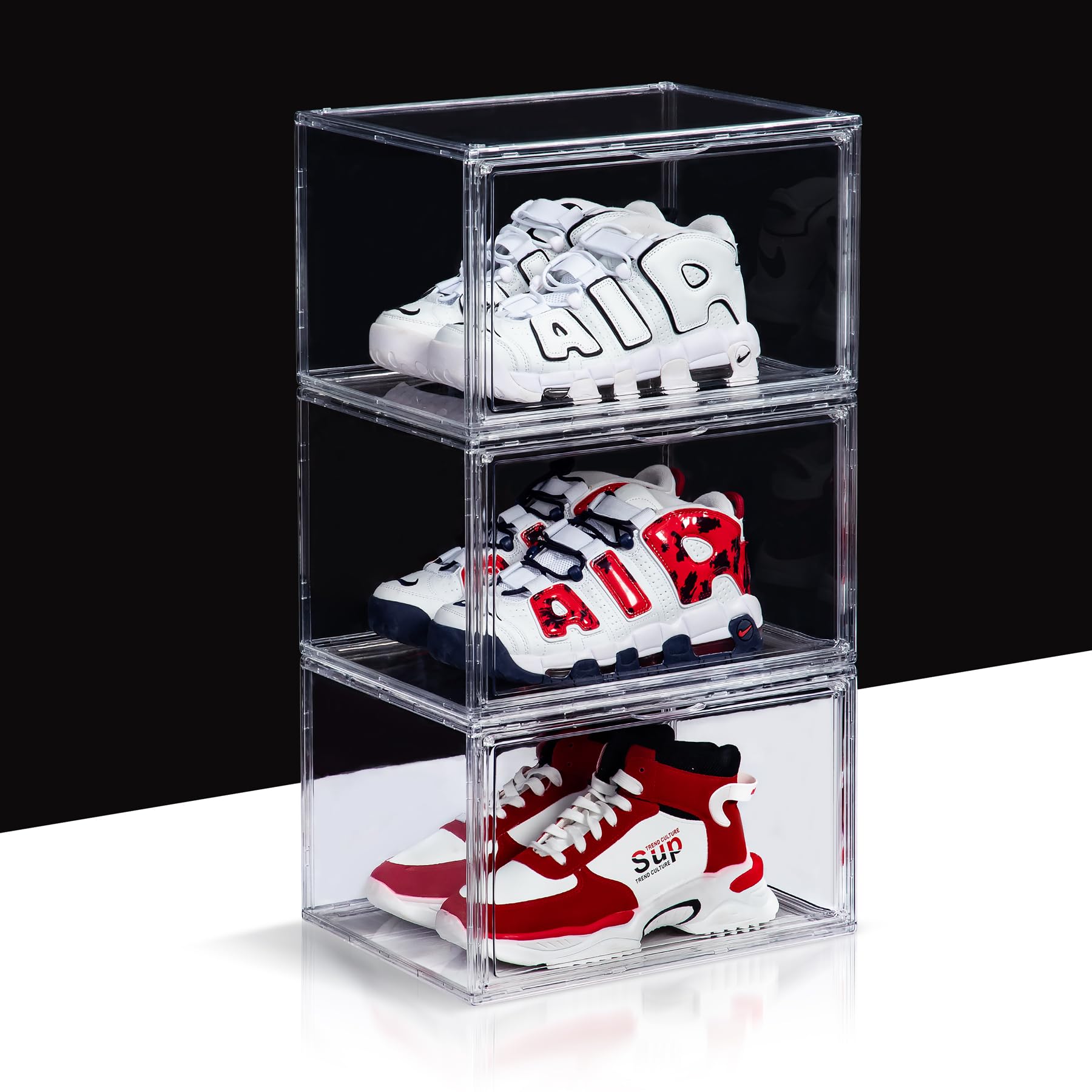 NYZE Shoe Boxes 3 Pack, Clear Shoe Box Stackable, Shoe Storage ...