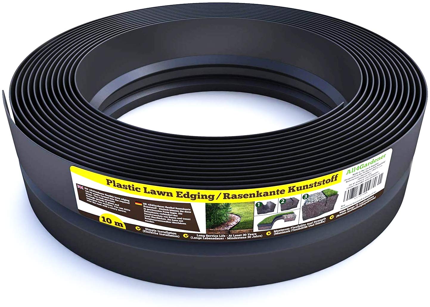 Buy Invisible Lawn Edging - Flexible Plastic Garden Edging (10 m, Black ...