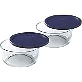 Amazon.com: Pyrex Simply Store 7-Cup Round Glass Food Storage Dish,Blue ...