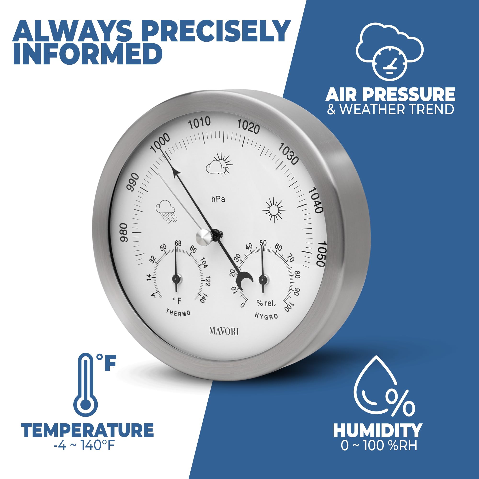 Mua MAVORI® 3in1 Weather Station Analog - Barometer, Hygrometer ...