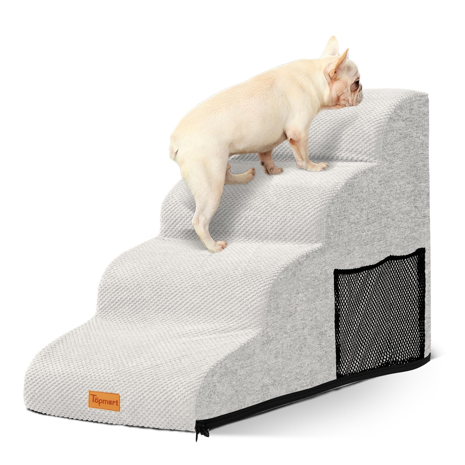 Dog Stairs for Small Dogs,4-Step,Foam Dog Steps&Ramps for Couch/High ...