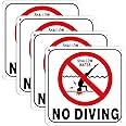 Amazon.com : Blulu 4 Pcs No Diving Pool Sign No Diving Signs Reflective ...