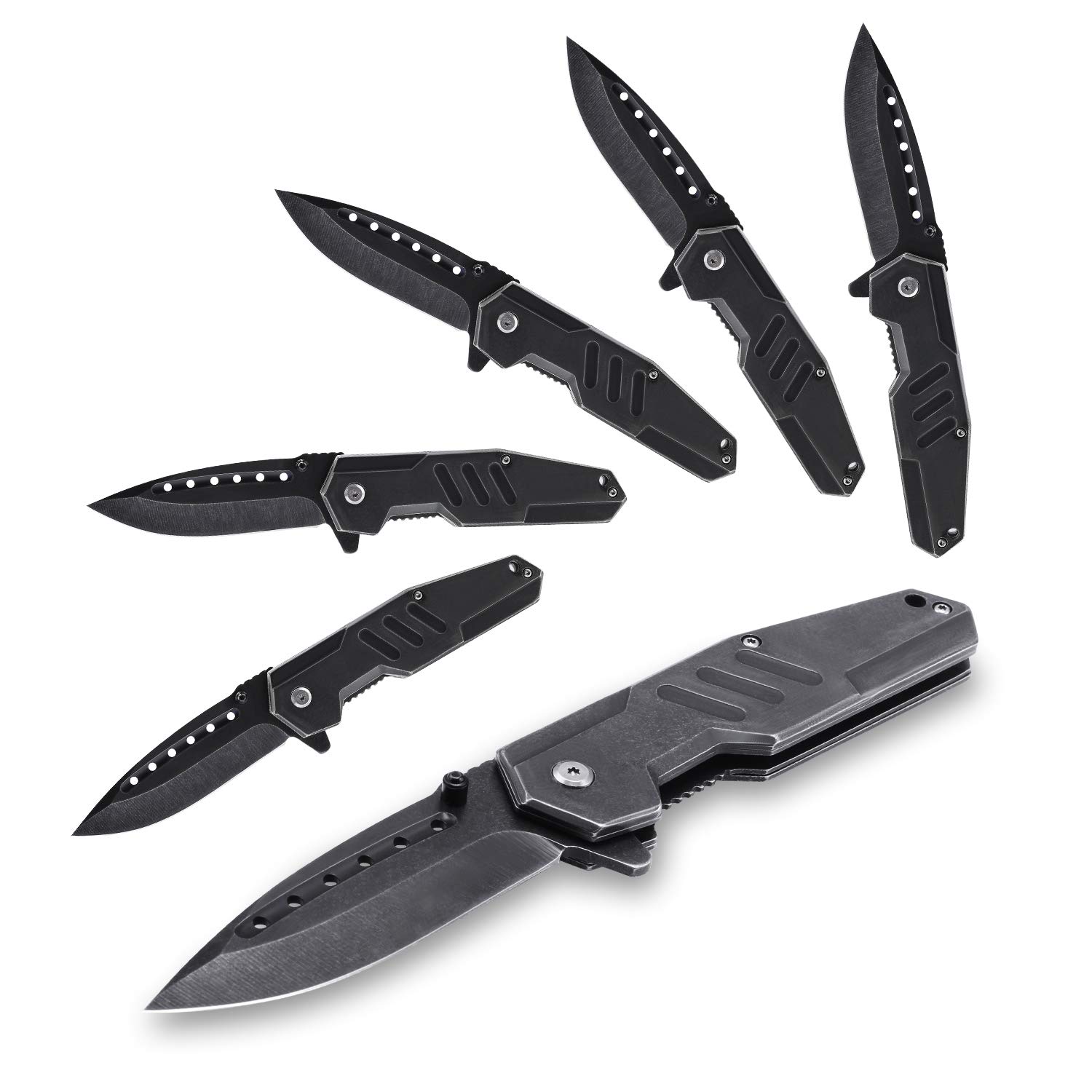 Lichamp Tactical Folding Pocket Knife for Men, 6-Pack Flip Knife Spring ...