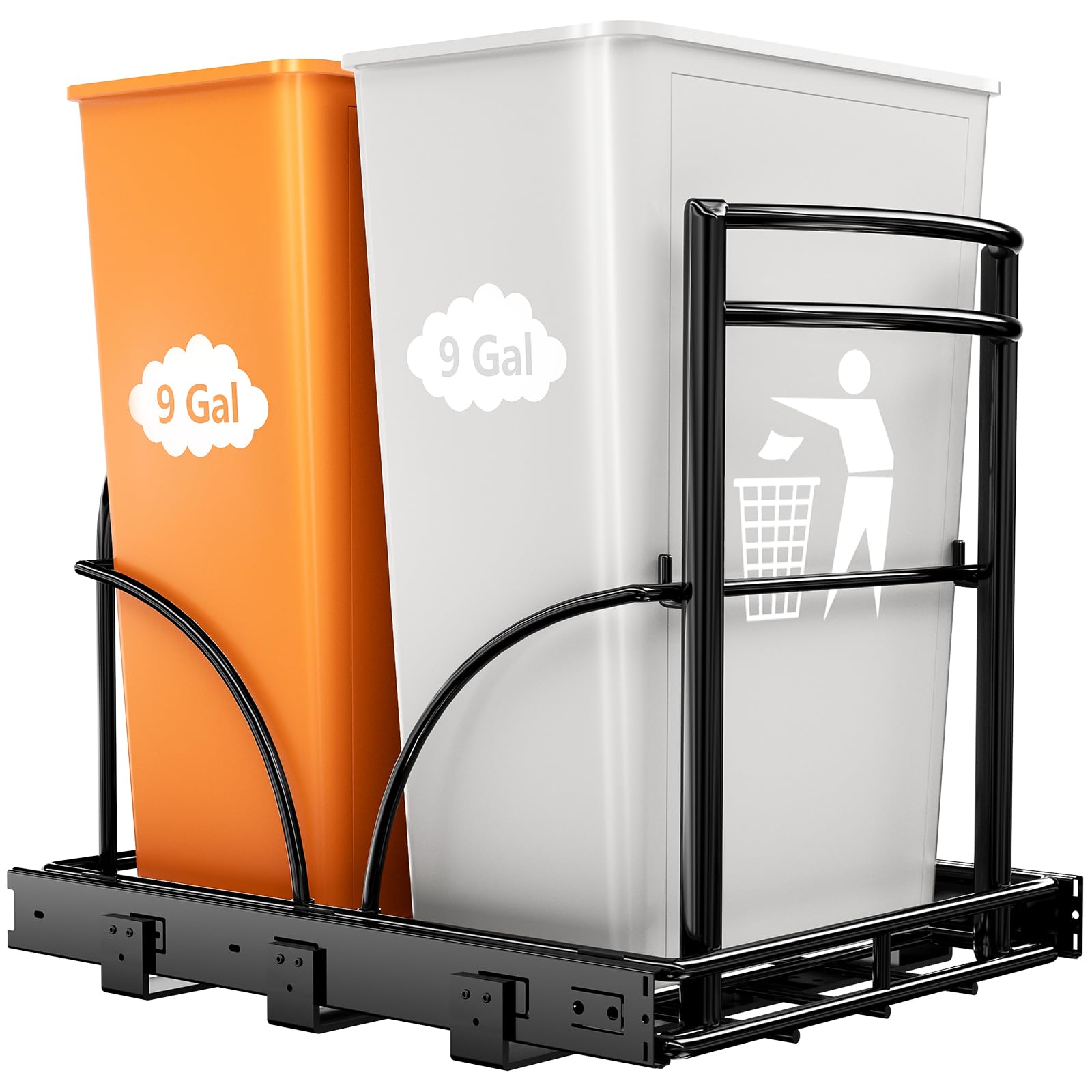 ANASTA Dual Pull Out Trash Can Under Cabinet 35 QT 13 Gal, Under Sink ...