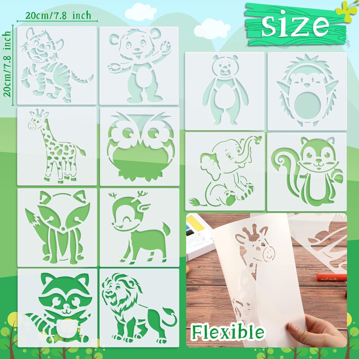 12 Pieces Animal Stencil Kit Drawing Animal Stencil Template Set ...