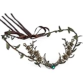 Amazon.com : MOSTORY Handmade Elf Moon Crown - Fairy Flower Headpiece ...
