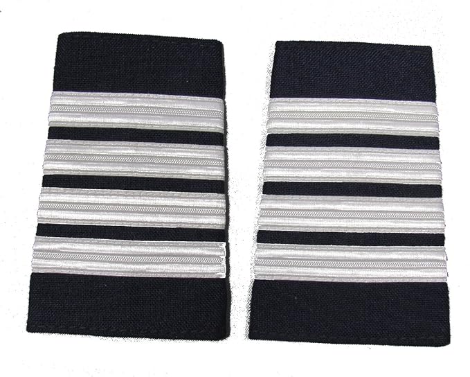 Epaulet Pilot Epaulette Sliders 4 Silver Bars Captain Navy Blue R1321 ...
