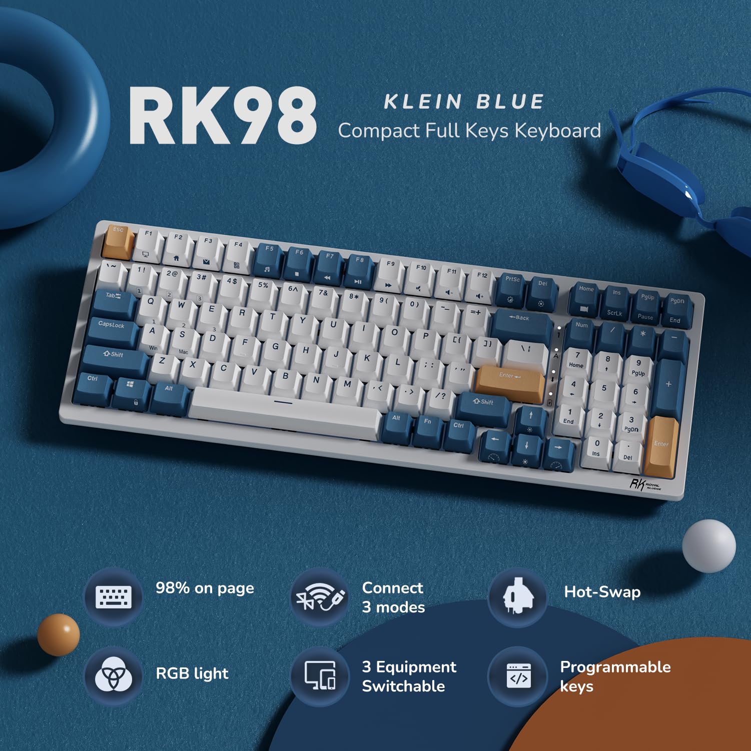 Mua RK ROYAL KLUDGE RK98 Wireless Mechanical Keyboard Triple Mode 2.4G ...