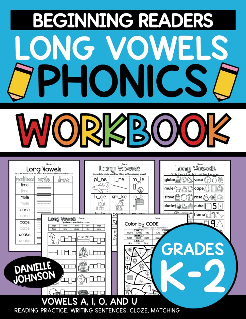 Mua Long Vowel Silent E Phonics Workbook: A I O and U , Kindergarten ...