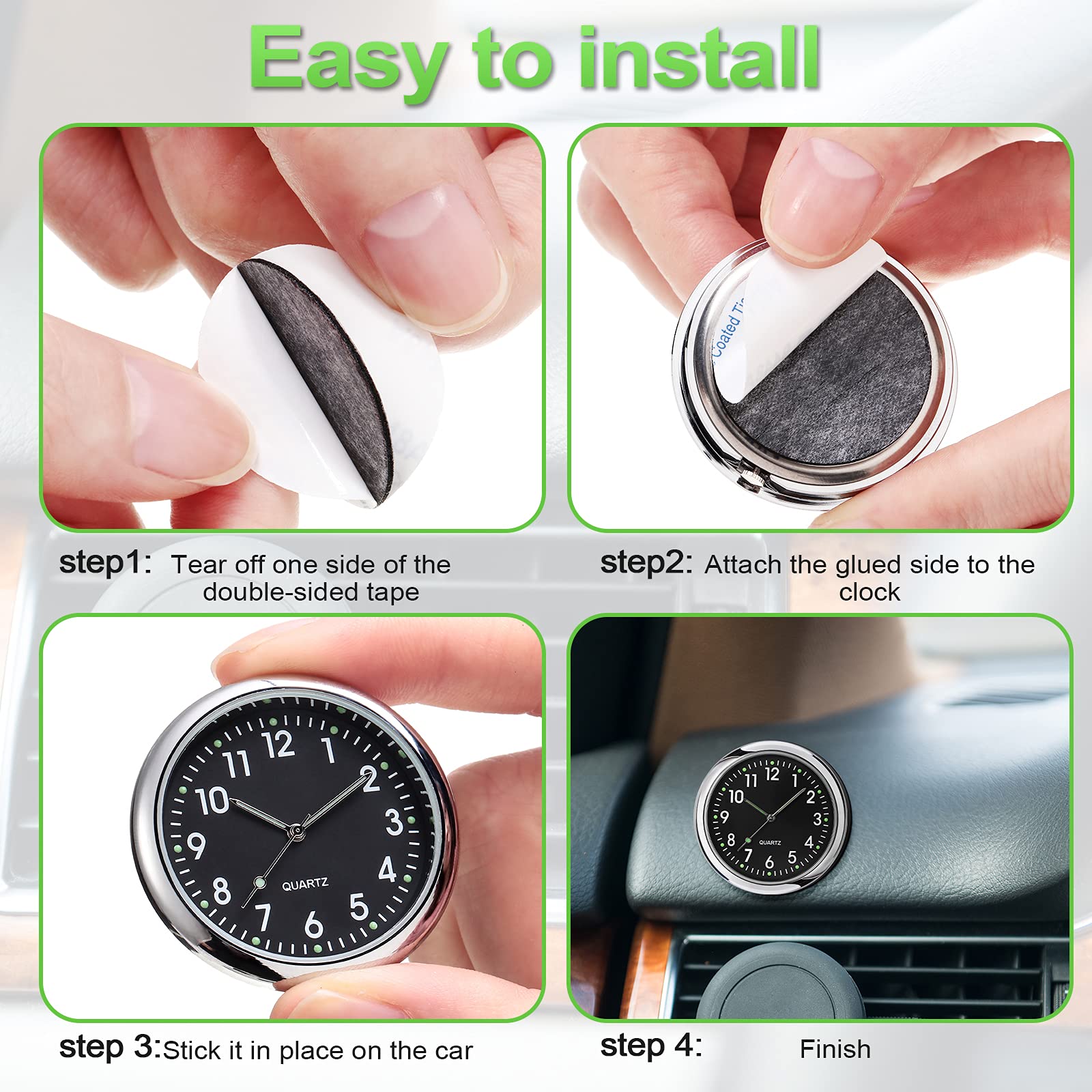 Mua 3 Pieces Car Mini Clock Car Dashboard Clocks Luminous Car Clock ...