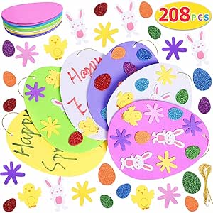 Amazon.com: Max Fun 208PCS Easter Foam Stickers Set Easter Eggs Crafts ...