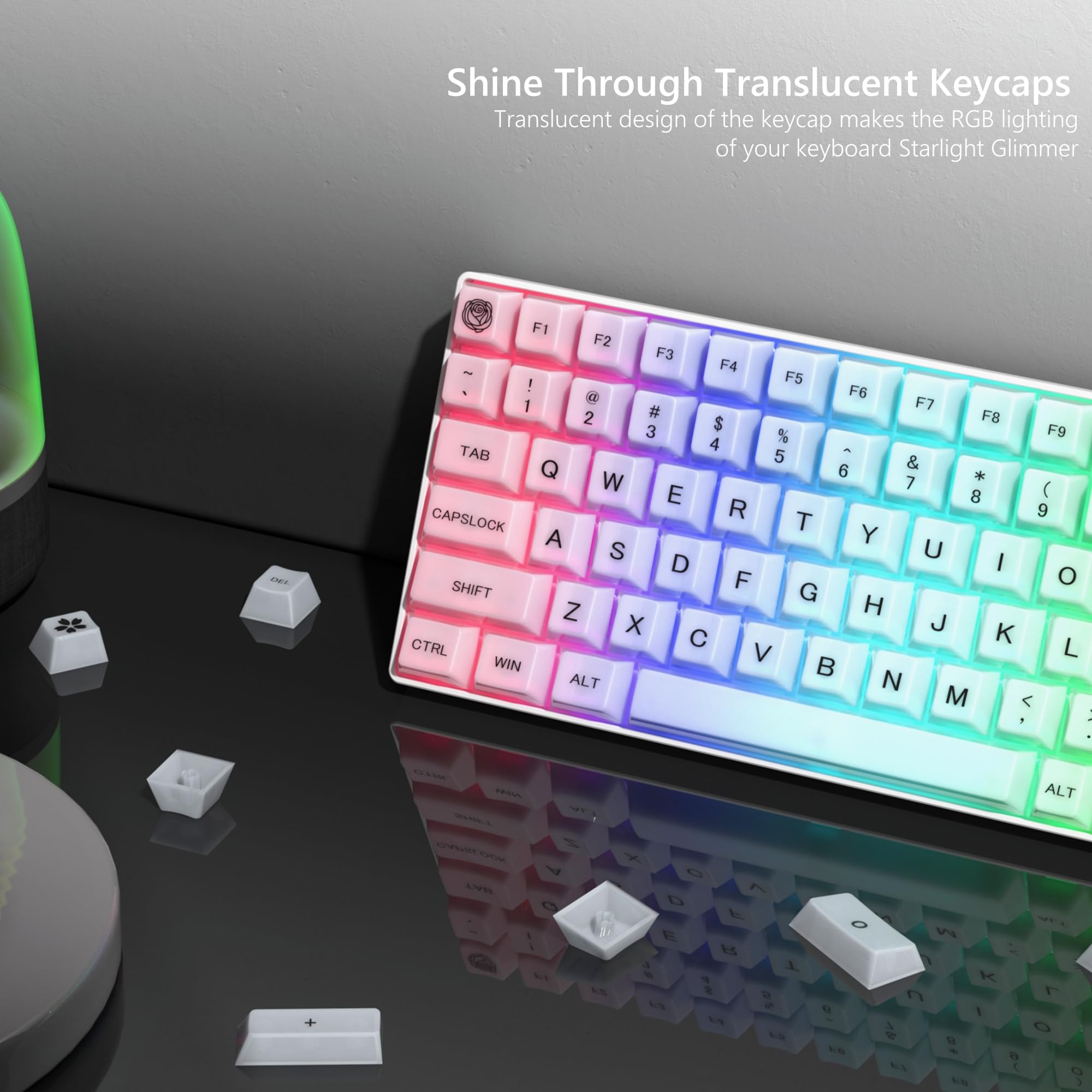 Mua Womier Keyboard Keycaps Jelly, Clear White Key Caps 60 75 100 ...