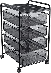 Amazon.com : EasyPAG Assemble Mesh File Cart with Rolling Wheels 4 ...