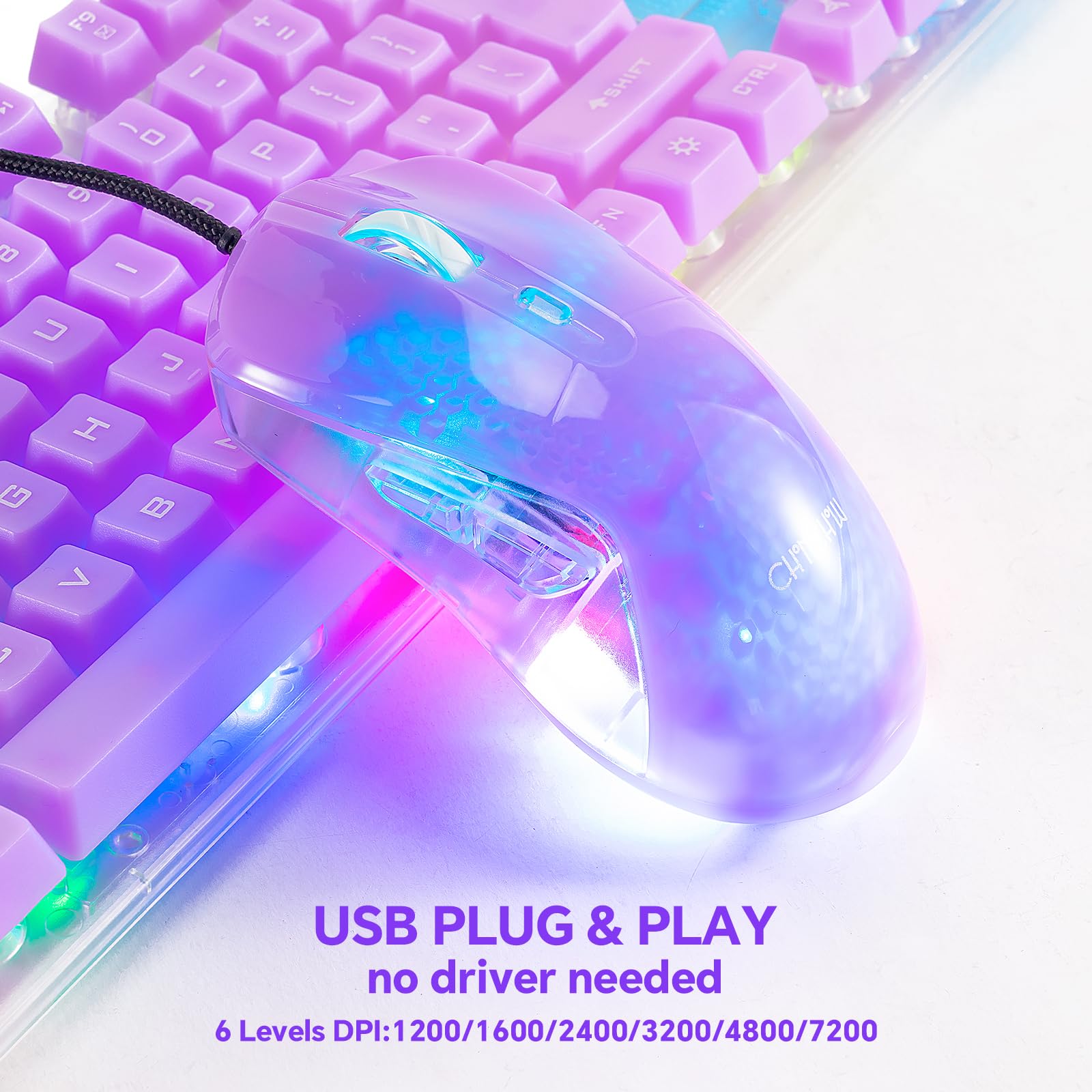 Mua CHONCHOW RGB Gaming Keyboard and Mouse Combo,USB Wired Custom Clear ...