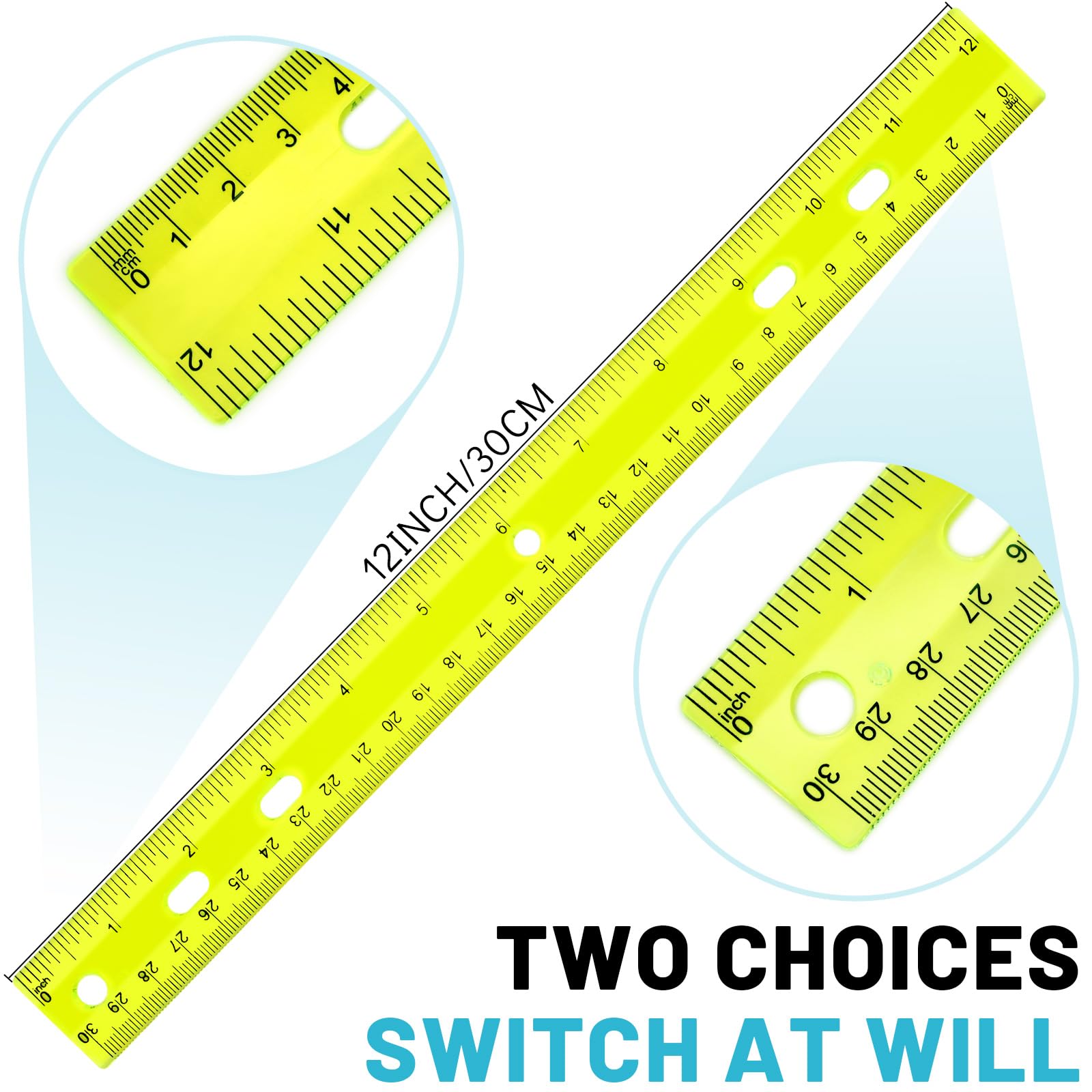 Mua 24 Pack Clear Ruler Plastic Rulers 12 Inch Transparent Assorted ...