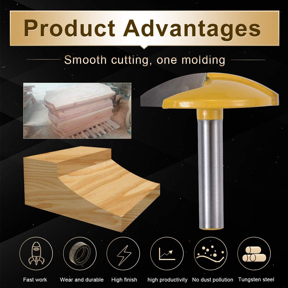 KATUR Horizontal Crown Router Bit, Crown Cap Molding Router Bit, Small ...